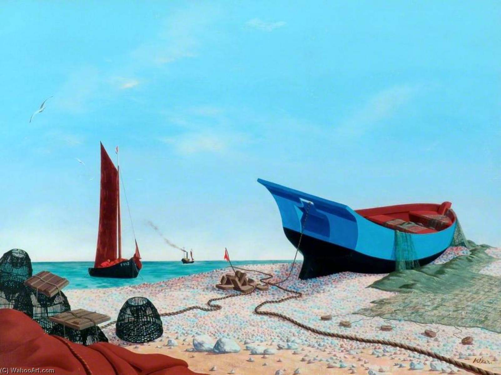 Oil Painting Replica Fishing Boats, 1947 by Tristram Paul Hillier ...