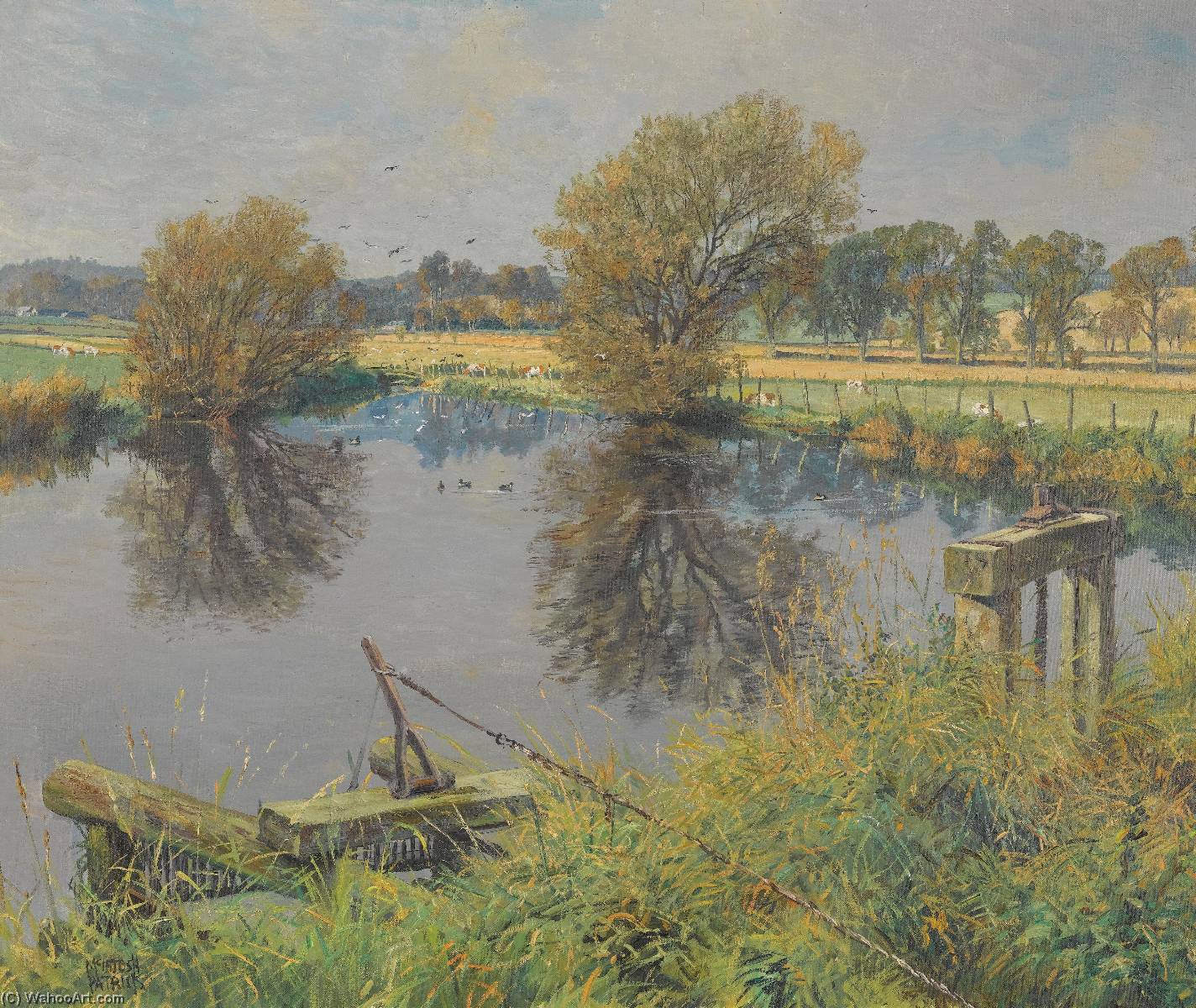 Get Paintings Reproductions The Mill Stream, Benvie, Angus by James ...