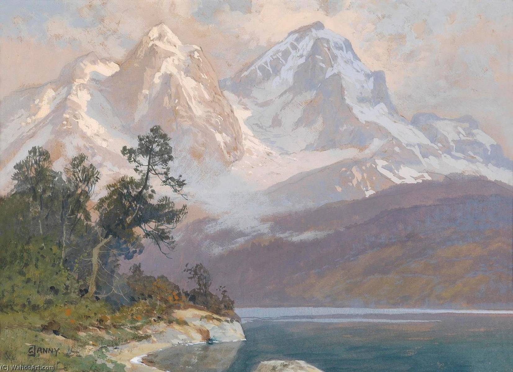Get Art Reproductions Landscape with a Lake and Mountains by Georg ...