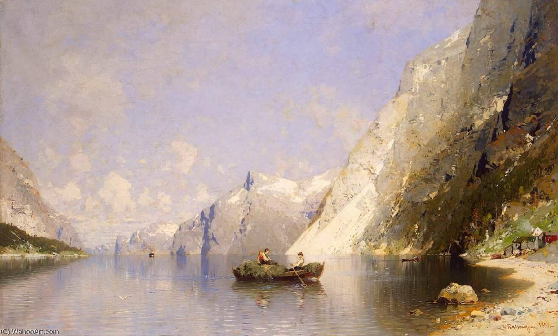 Get Paintings Reproductions Fjord in Norway, 1891 by Georg Anton ...