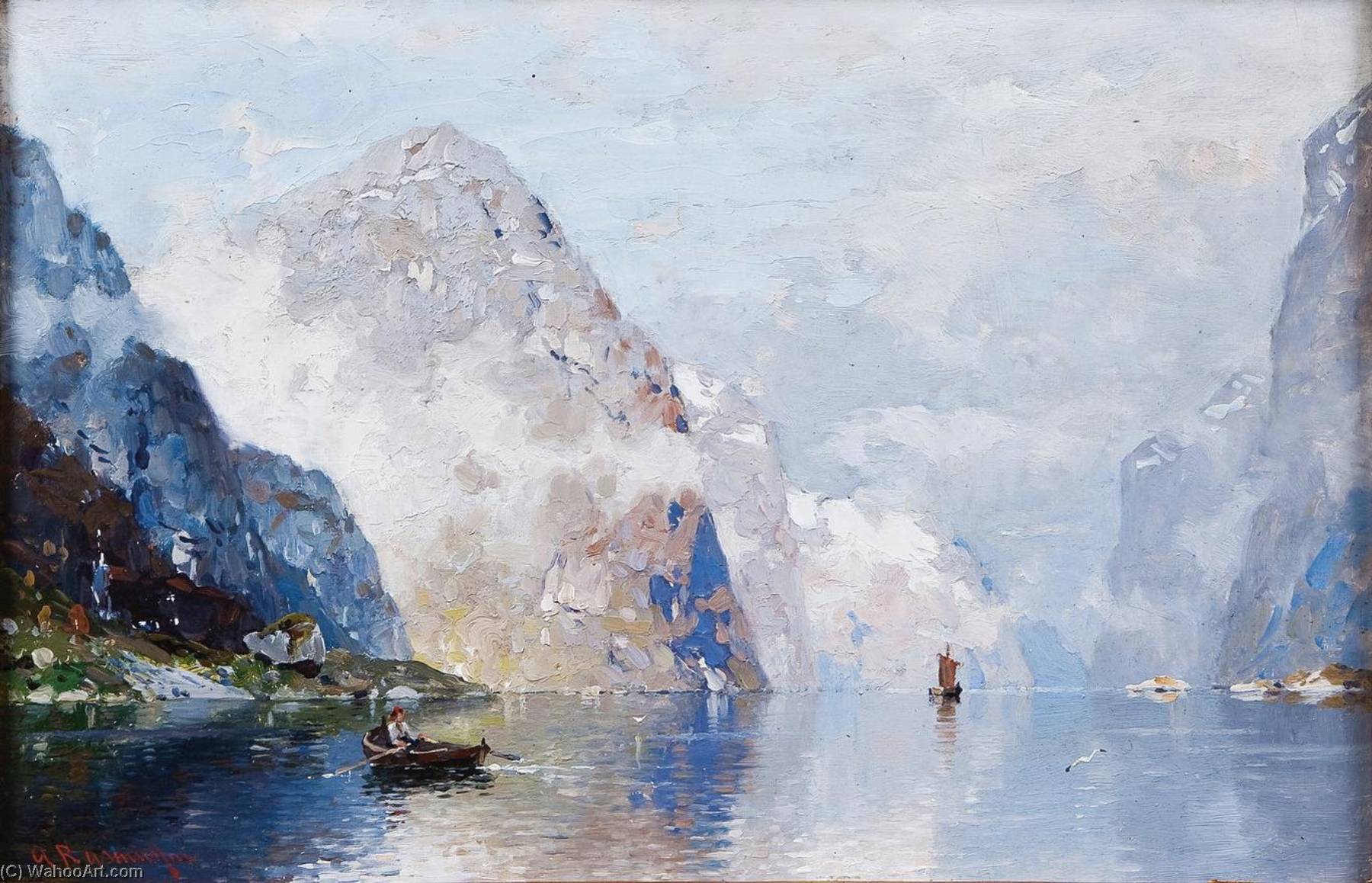 Purchase Oil Painting Replica Fishermen on the Sognefjord by Georg ...