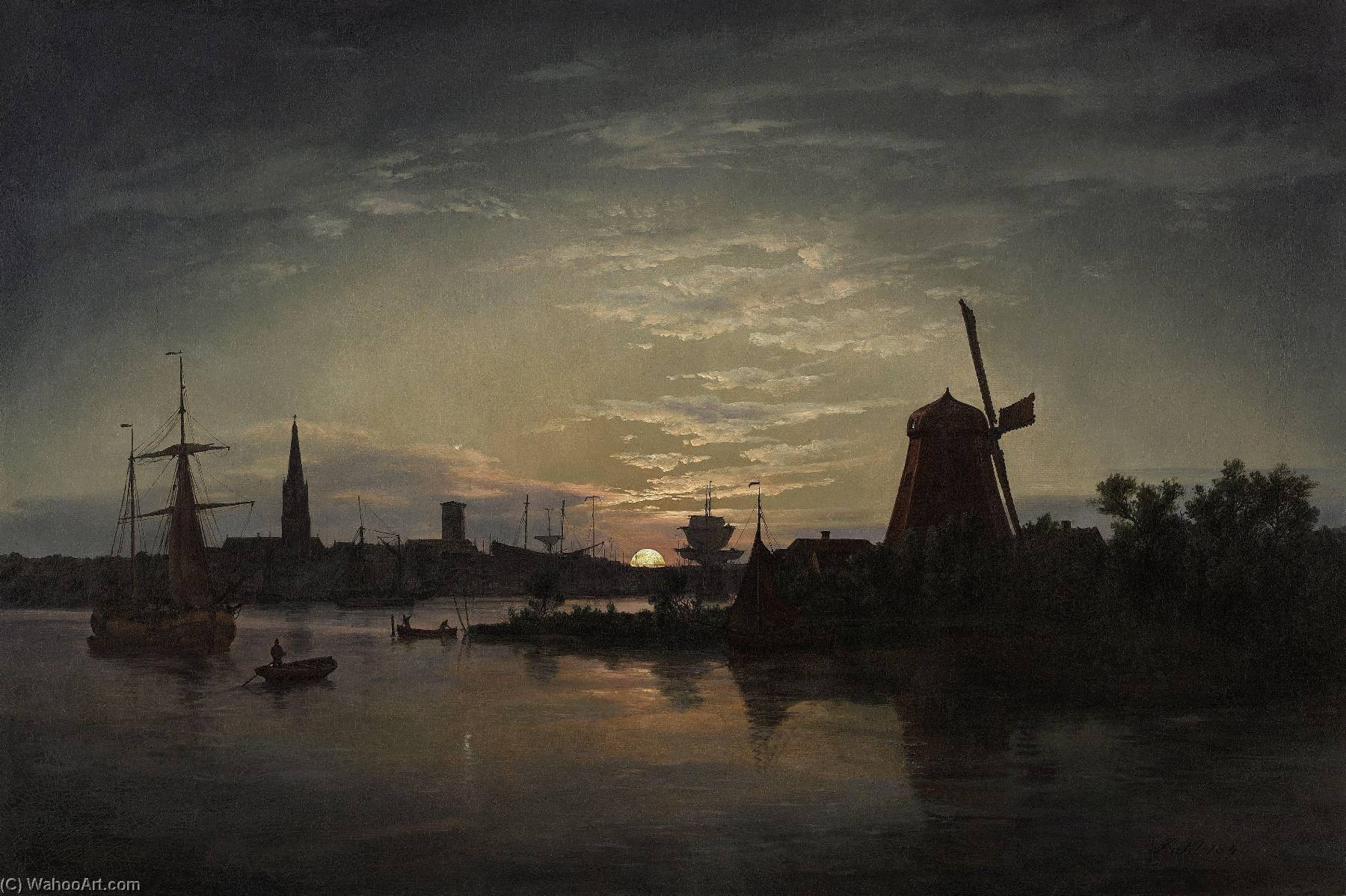 Buy Museum Art Reproductions Swinoujscie in the moonlight, 1840 by ...