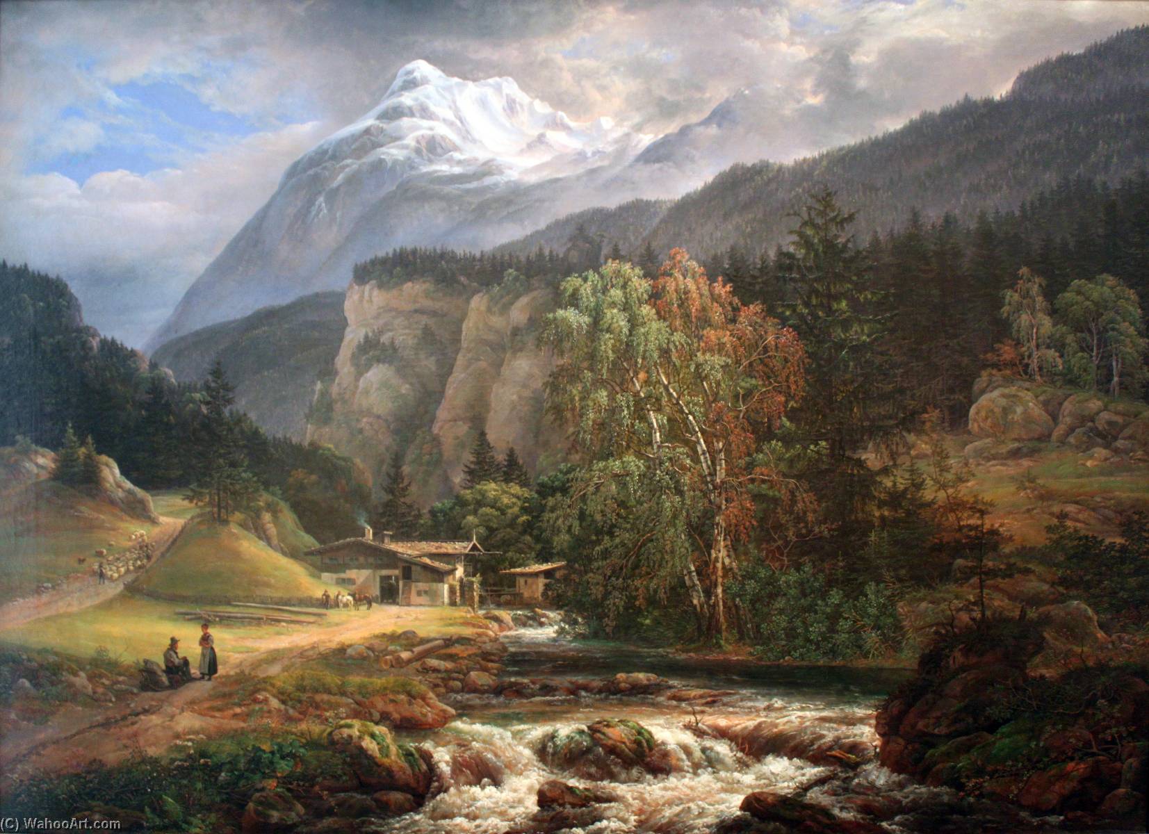 Reproductions D'art Paysage alpin, 1821 de Johan Christian Clausen Dahl ...
