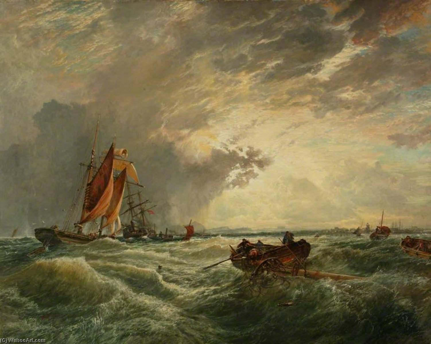 Oil Painting Replica Edinburgh from Leith Roads, 1854 by Samuel Bough ...