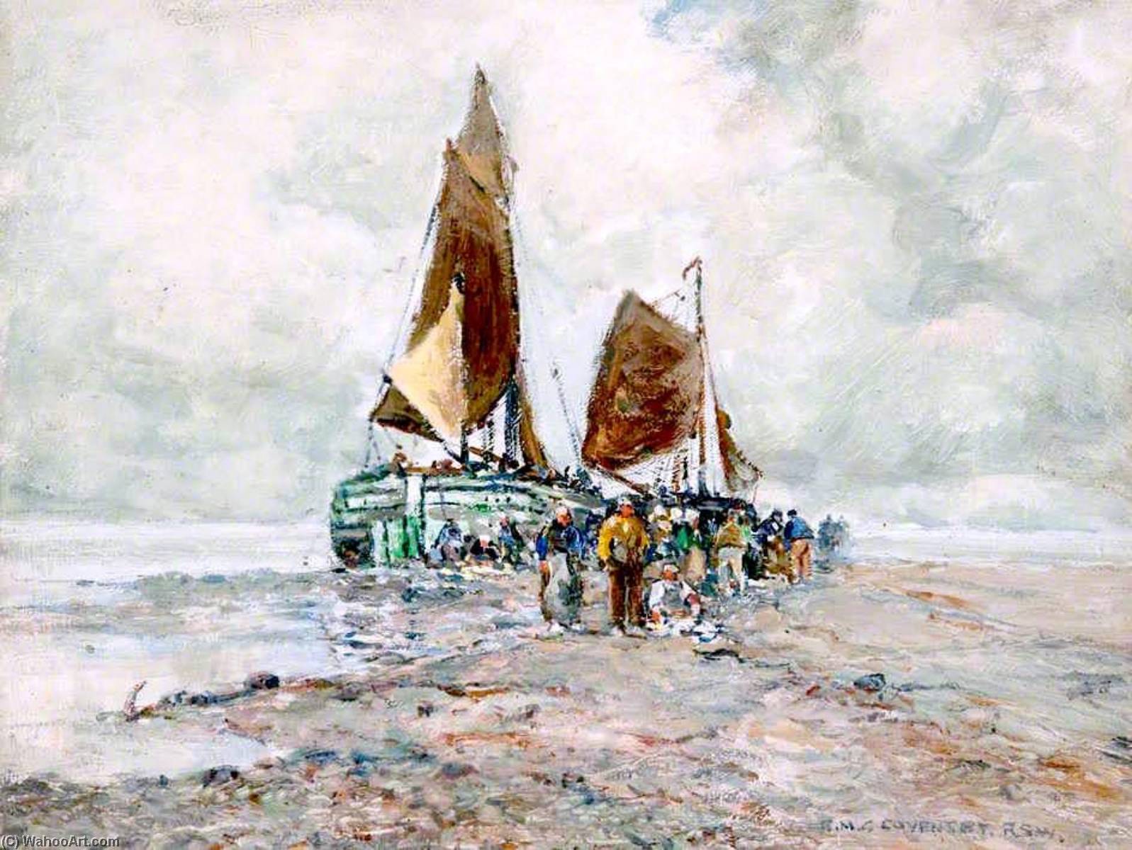 Artwork Replica A Dutch Beach Scene by Robert Mcgown Coventry (1855 ...