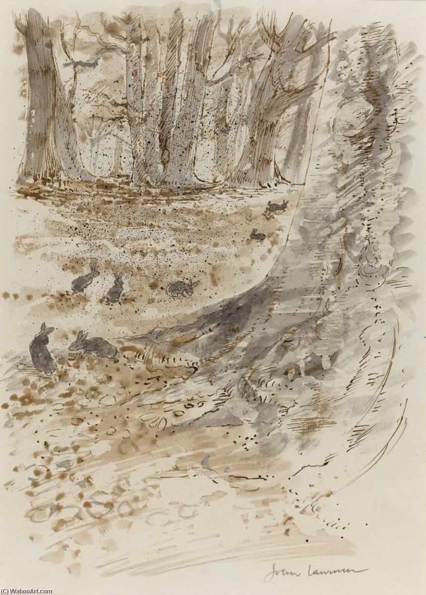 Rabbits in a Wood by John Lawrence John Lawrence | ArtsDot.com