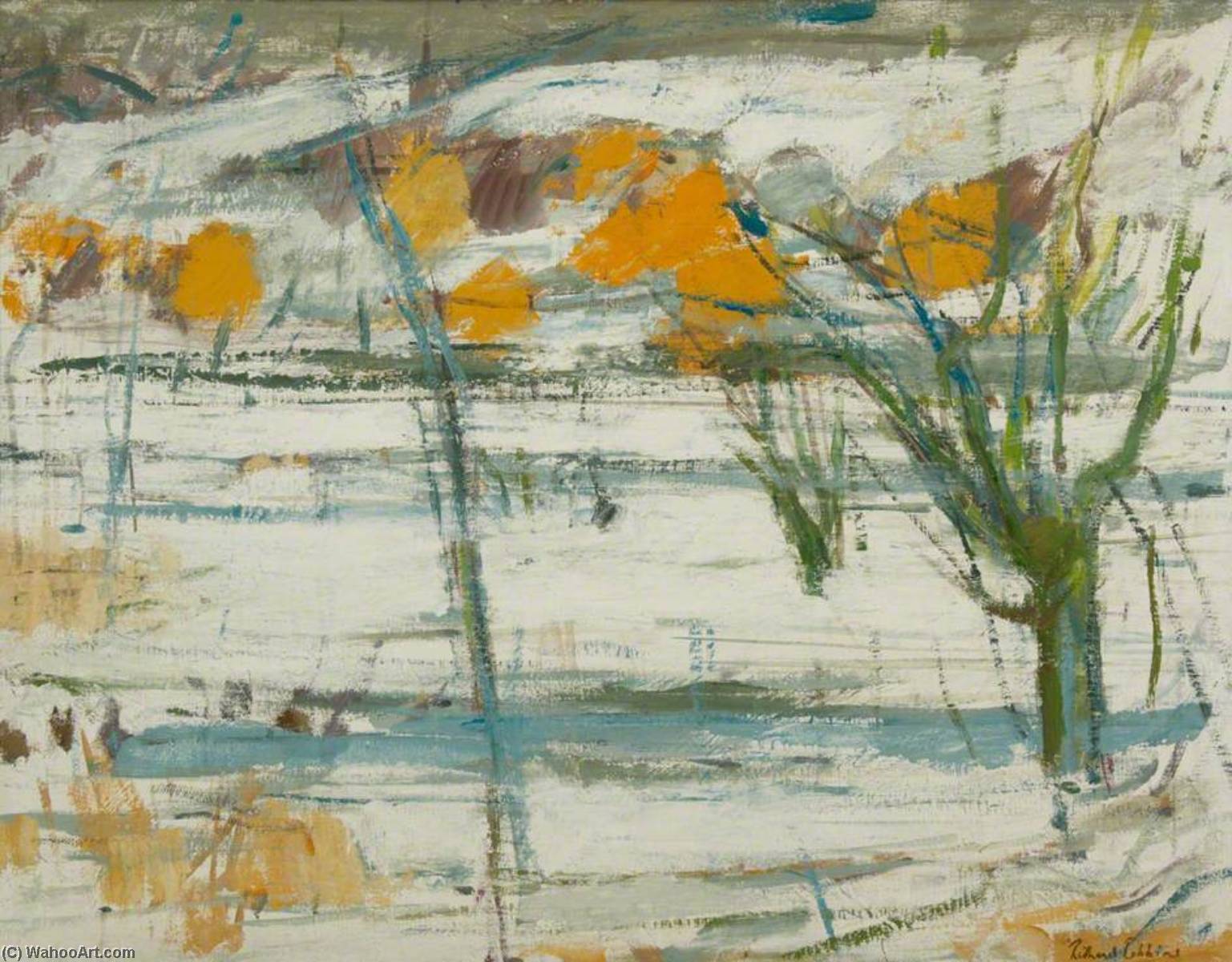 Pond in Winter by Richard Robbins (1927-2009) Richard Robbins | ArtsDot.com