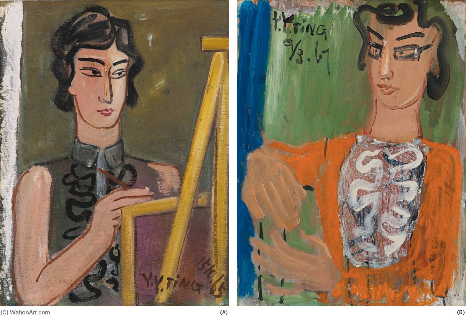 Ritratto di un artista Ritratto di una signora (doppio lato), 1960 di T ...