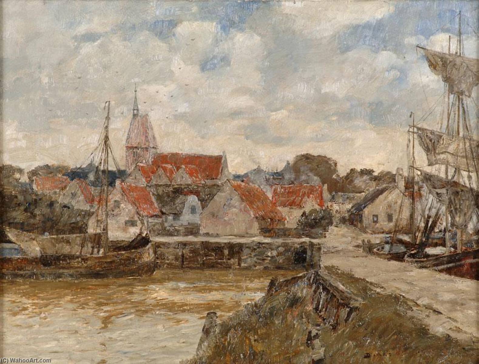 Paintings Reproductions Fishing port by Andreas Dirks (1865-1922 ...