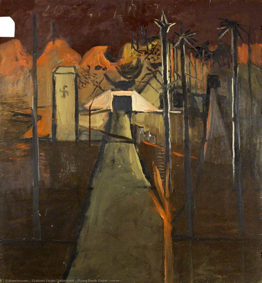 Paintings Reproductions Flying Bomb Depot (verso), 1945 by Graham ...