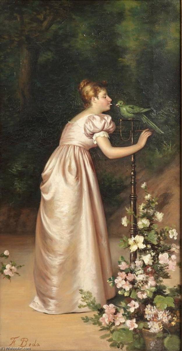 Buy Museum Art Reproductions Feeding the Parrot by Francesco Beda (1840 ...