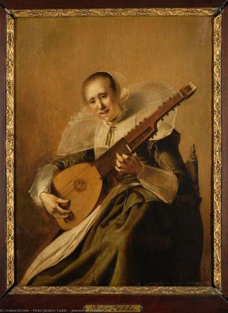 Reproduções De Belas Artes Joueuse de théorbe por Pieter Jacobs Codde ...