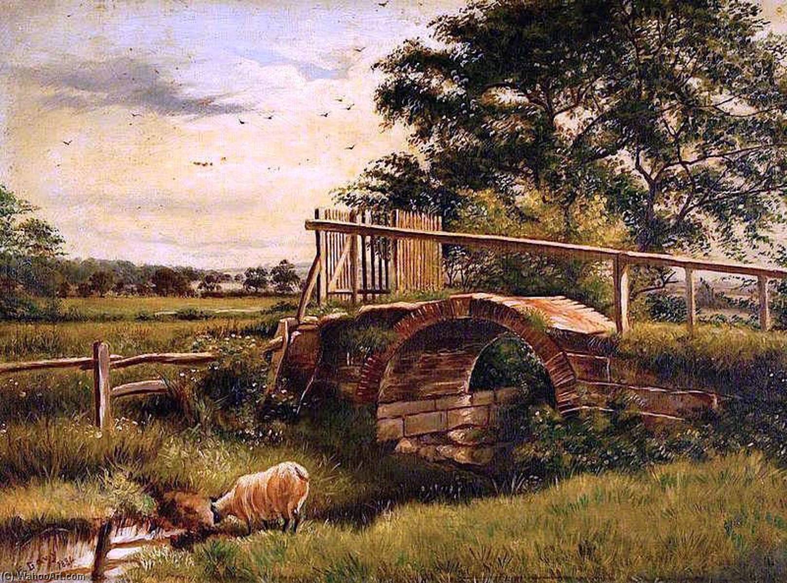 Buy Museum Art Reproductions Landscape with Sheep and a Bridge, 1884 by ...