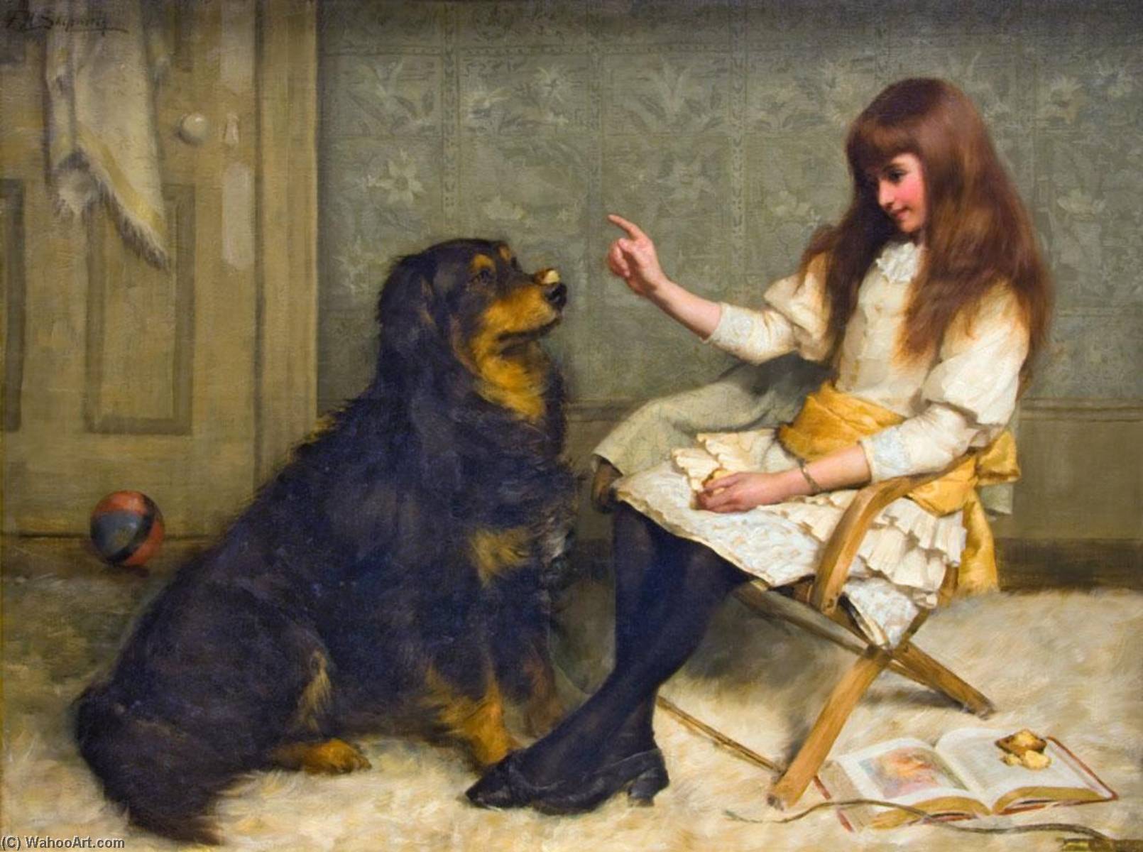 Oil Painting Replica The Lesson, 1886 by Frank Markham Skipworth (1854 ...