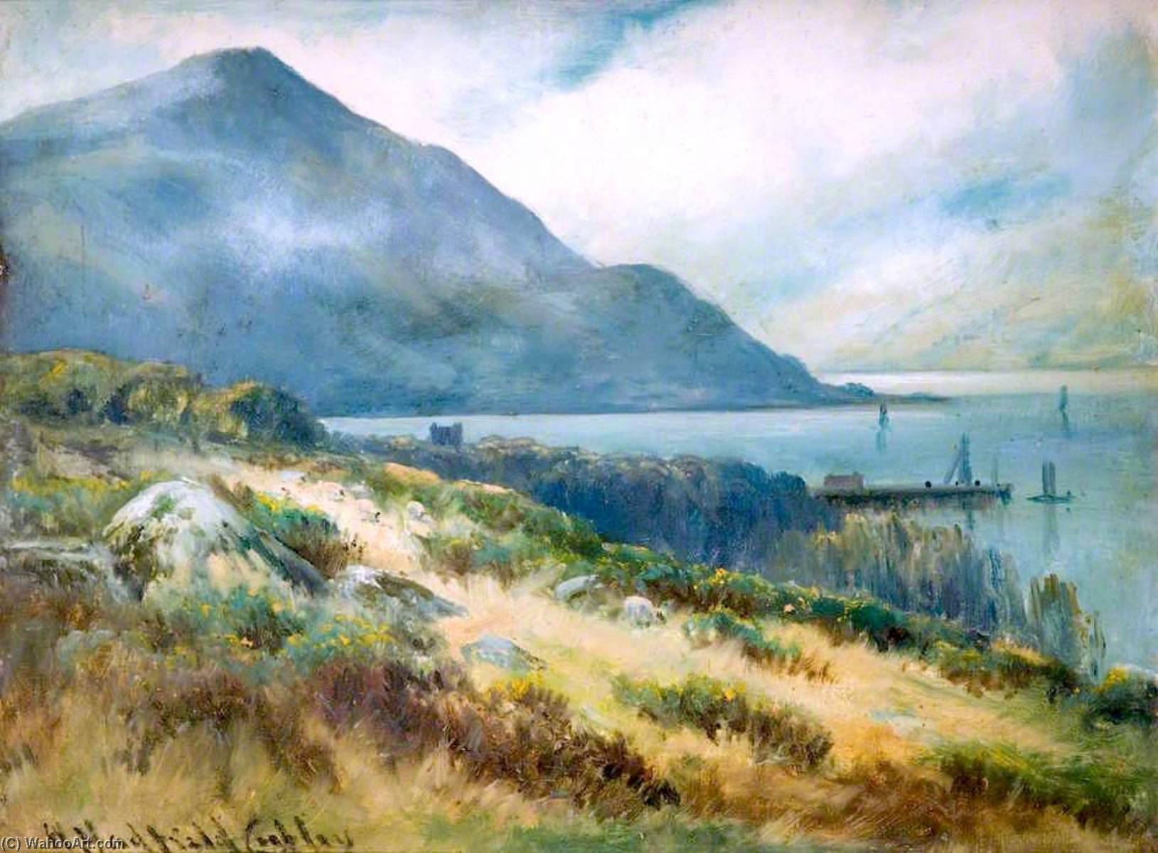 Order Artwork Replica Landscape with Pier and Lake by Hanry Hadfield ...