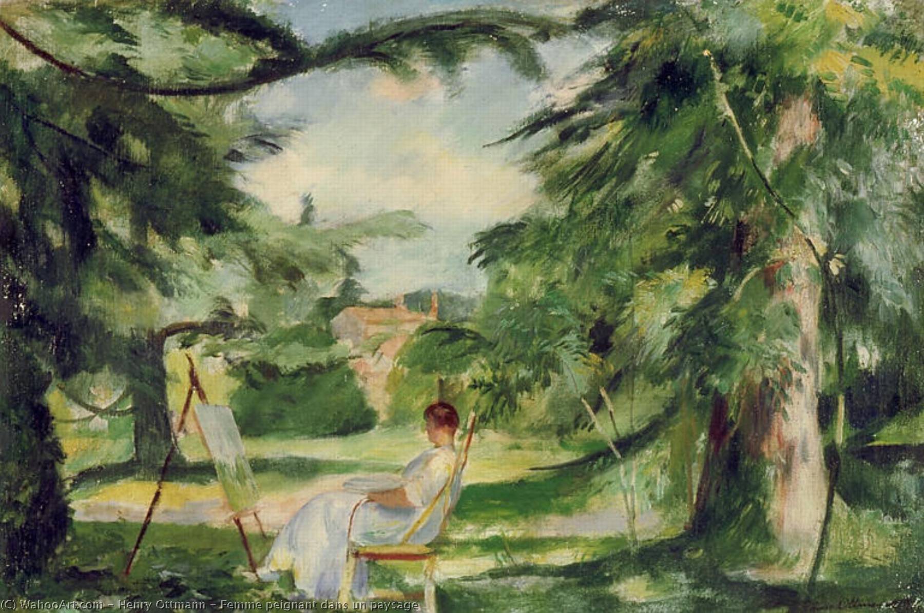 Purchase Oil Painting Replica Femme peignant dans un paysage by Henri ...