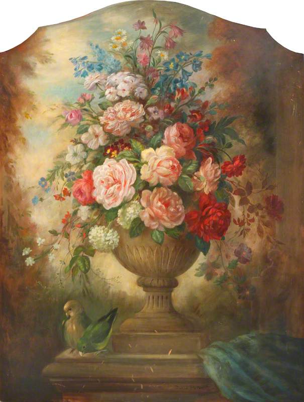 Flowers in an Urn with a Bird (on a firescreen), 1930 by David Paton ...