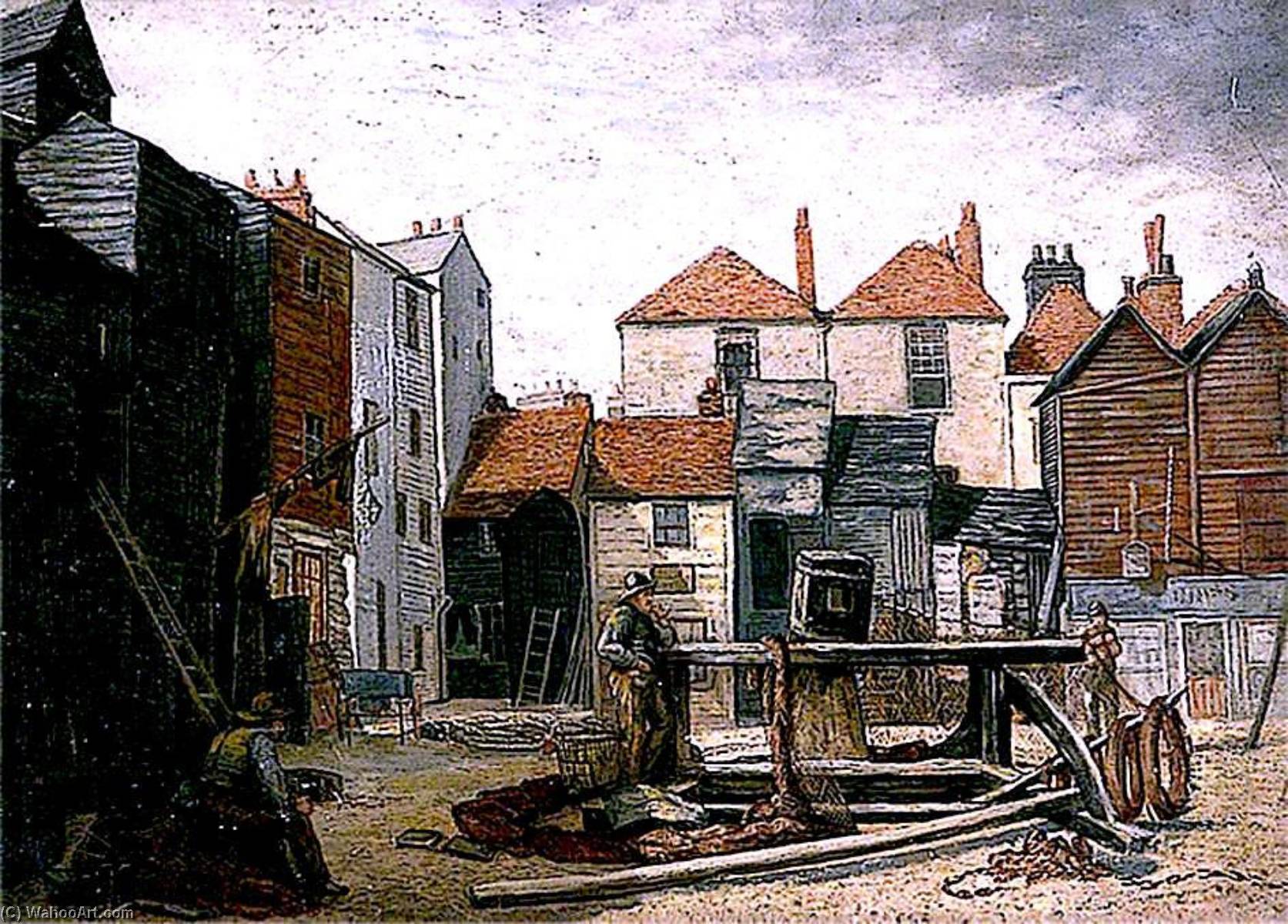 Paintings Reproductions Hastings Net Shops by Percy Robert Craft (1856 ...
