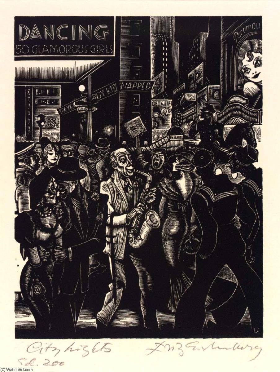 City Lights, 1934 by Fritz Eichenberg Fritz Eichenberg | ArtsDot.com