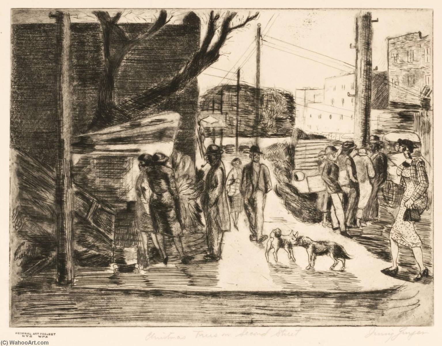 Christmas Trees on Second Street, 1943 by Irving Guyer Irving Guyer ...