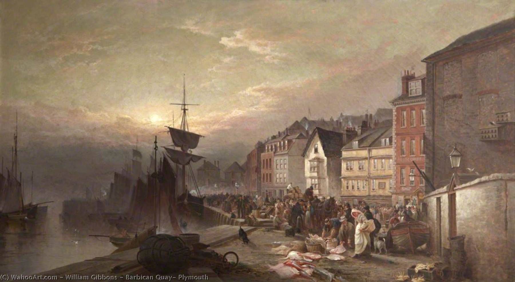 Barbican Quay, Plymouth, 1877 by William Gibbons William Gibbons ...