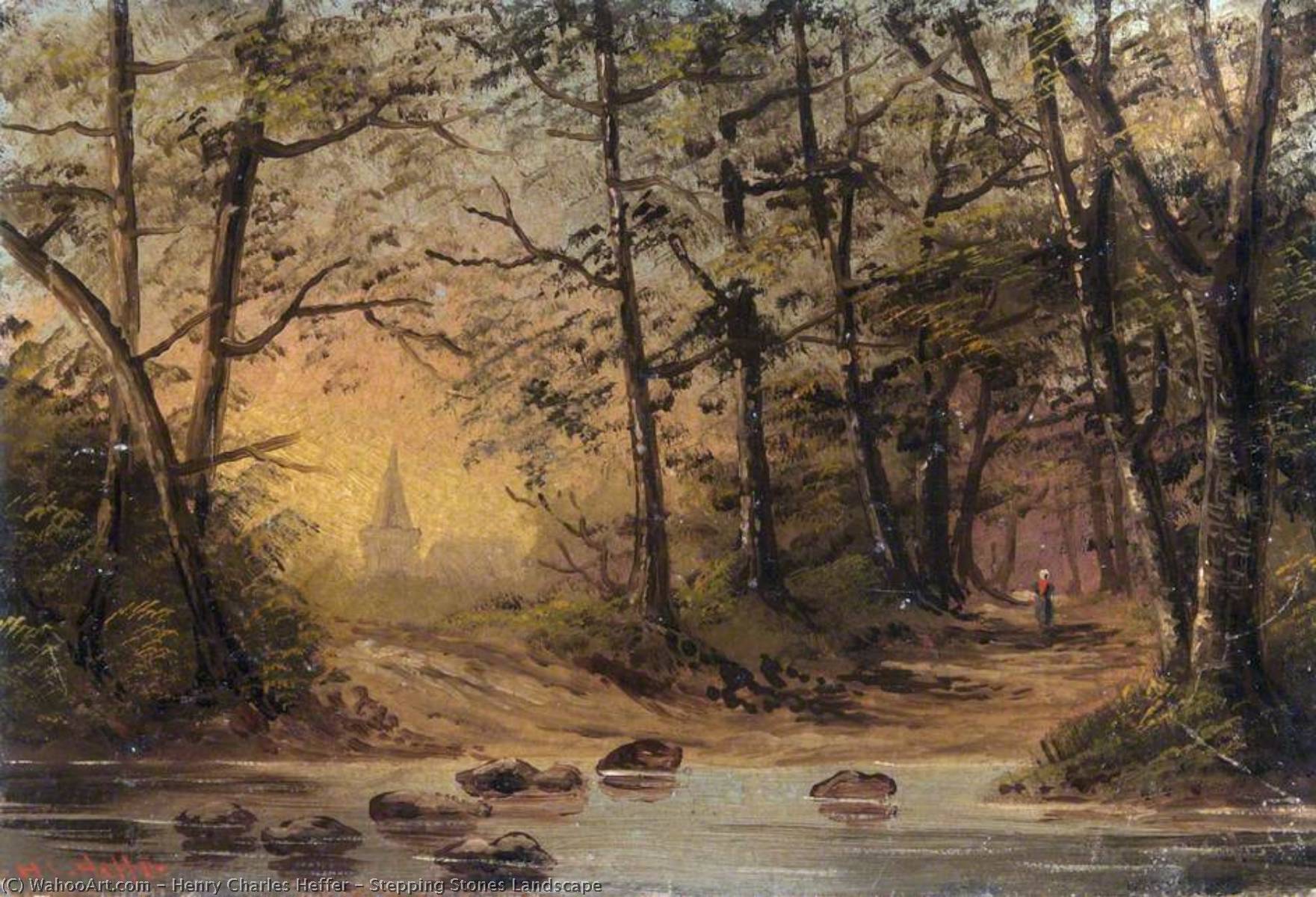 Stepping Stones Landscape by Henry Charles Heffer Henry Charles Heffer ...