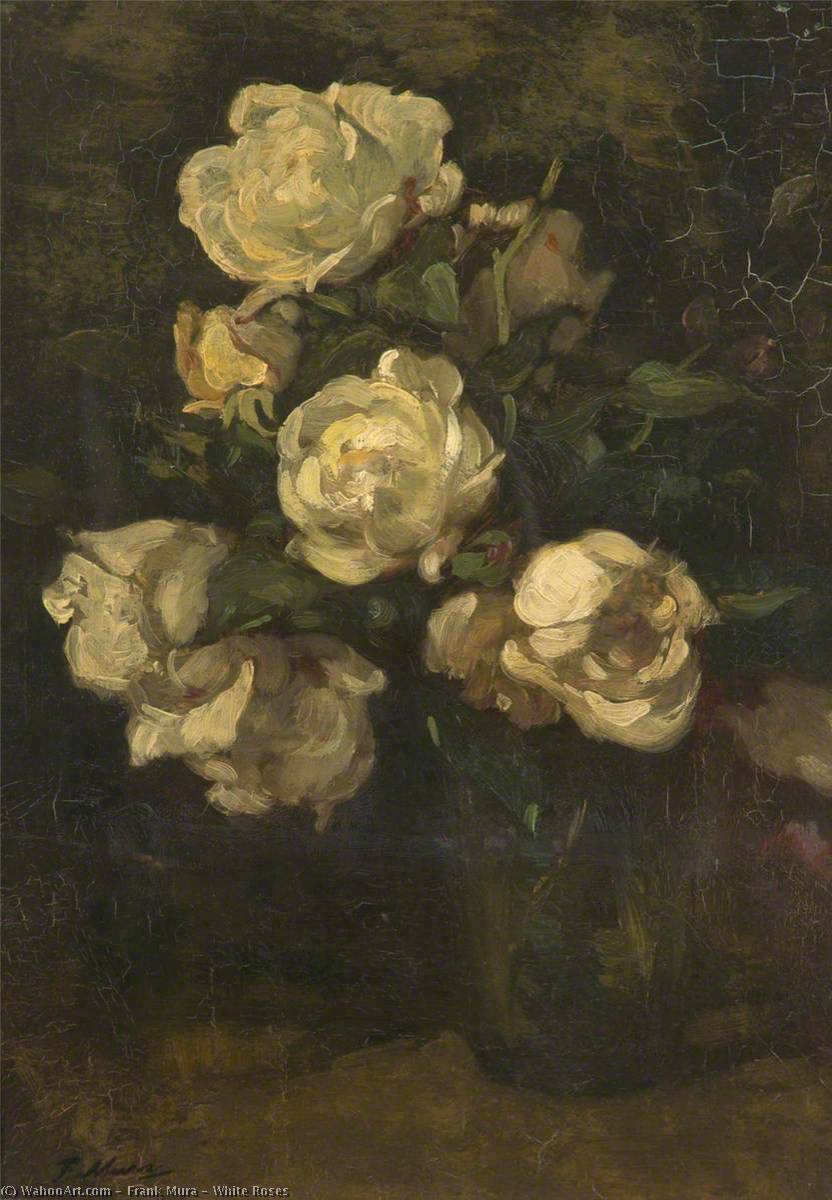 Get Paintings Reproductions White Roses by Frank Mura (1861-1913 ...
