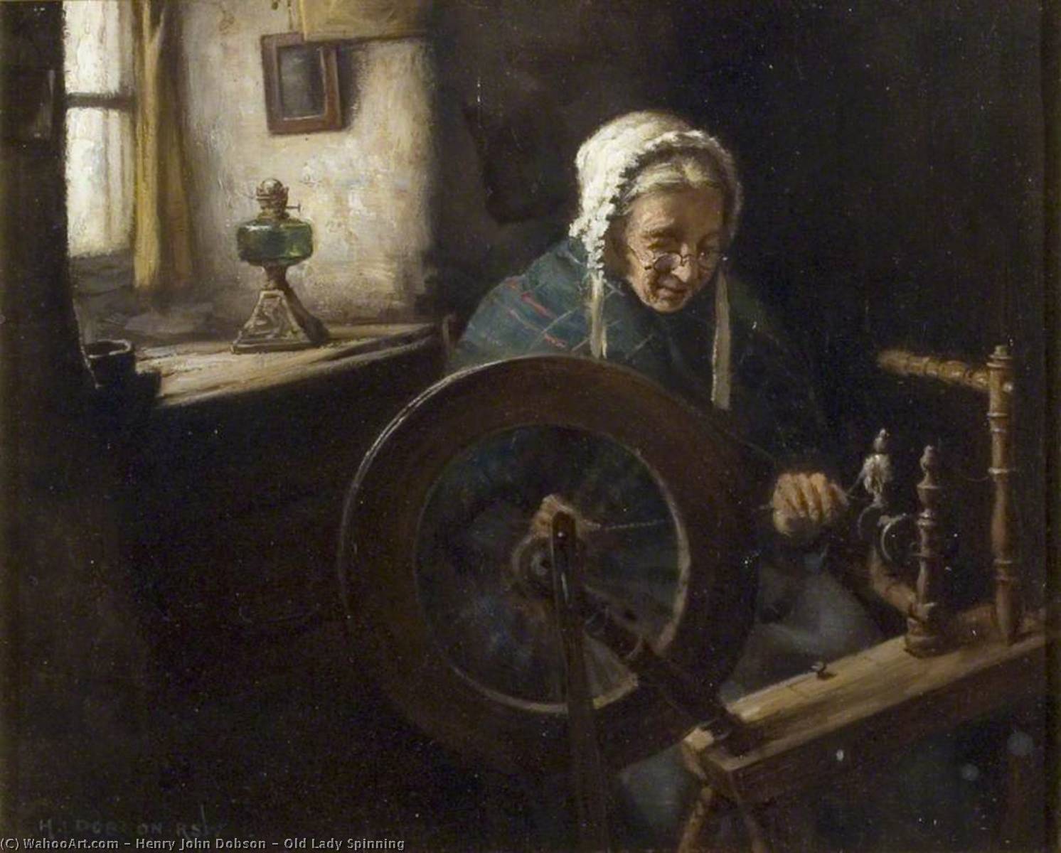 Order Artwork Replica Old Lady Spinning by Henry John Dobson (1858-1928 ...