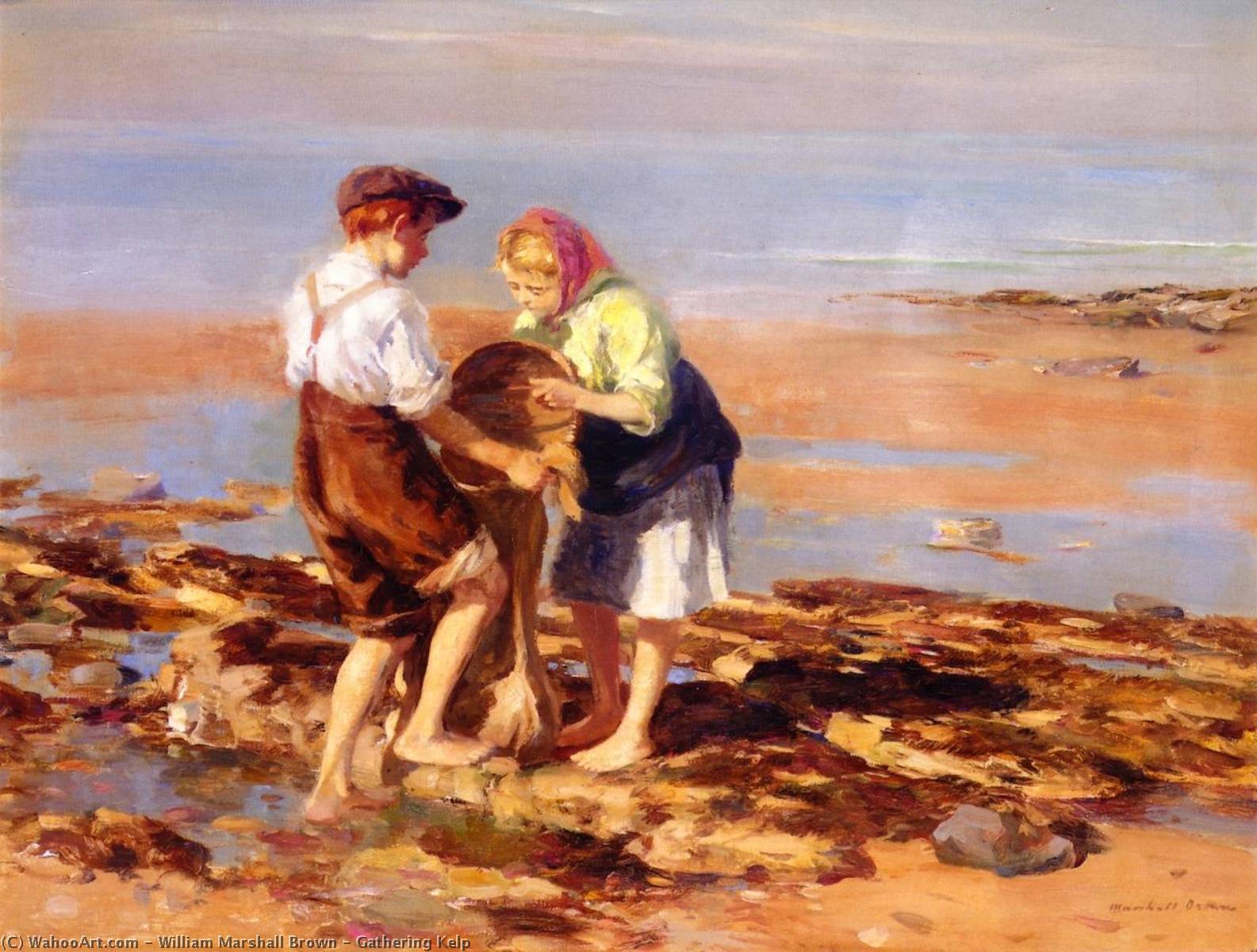 Oil Painting Replica Gathering Kelp by William Marshall Brown (1863-1936) | ArtsDot.com