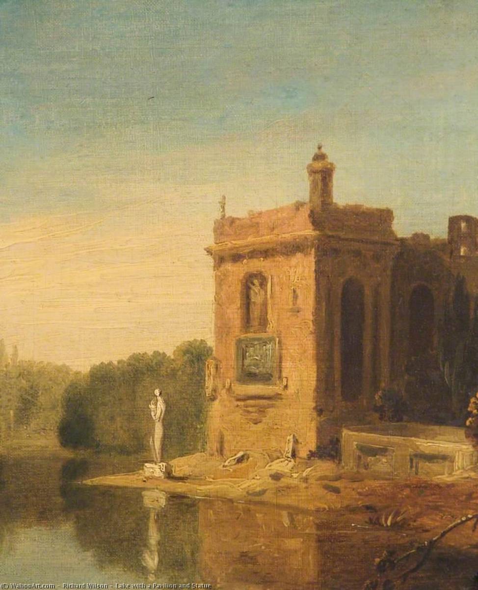 Buy Museum Art Reproductions Lake with a Pavilion and Statue by Richard ...