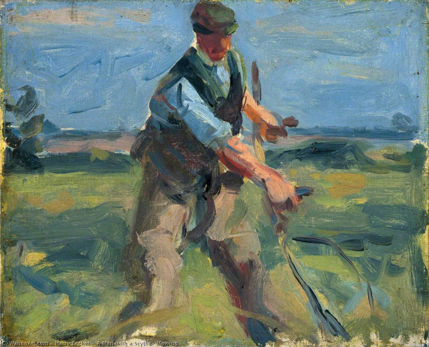 Museum Art Reproductions A Man with a Scythe, Mowing, 1928 by Harry ...