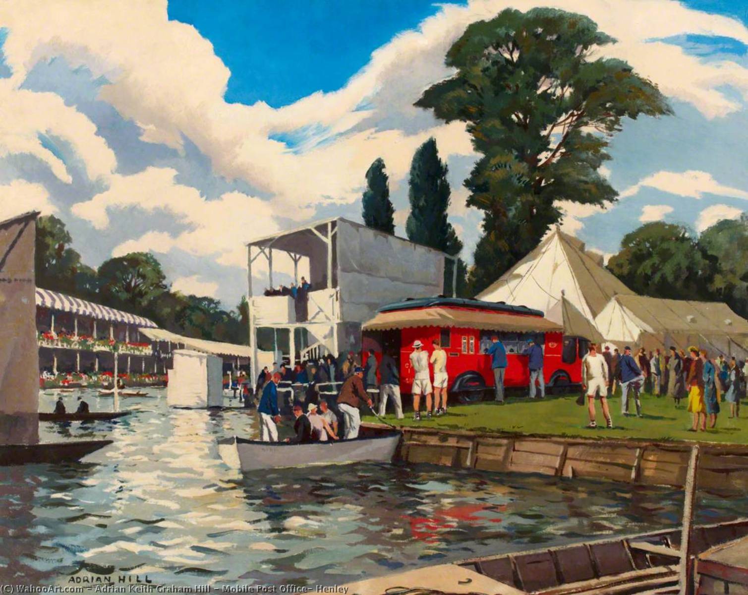 Oil Painting Replica Mobile Post Office, Henley, 1937 by Adrian Keith Graham Hill (Inspired By ...