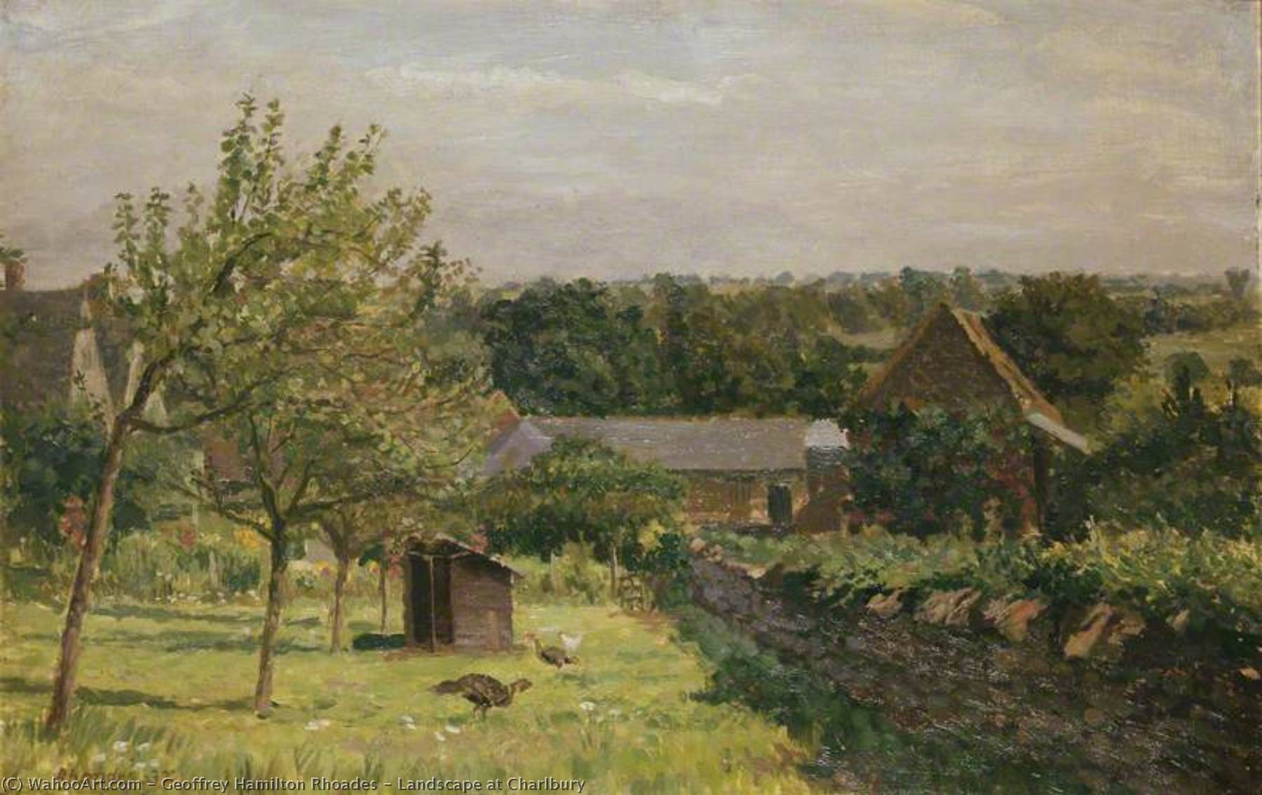Landscape at Charlbury, 1932 by Geoffrey Hamilton Rhoades (1898-1980 ...