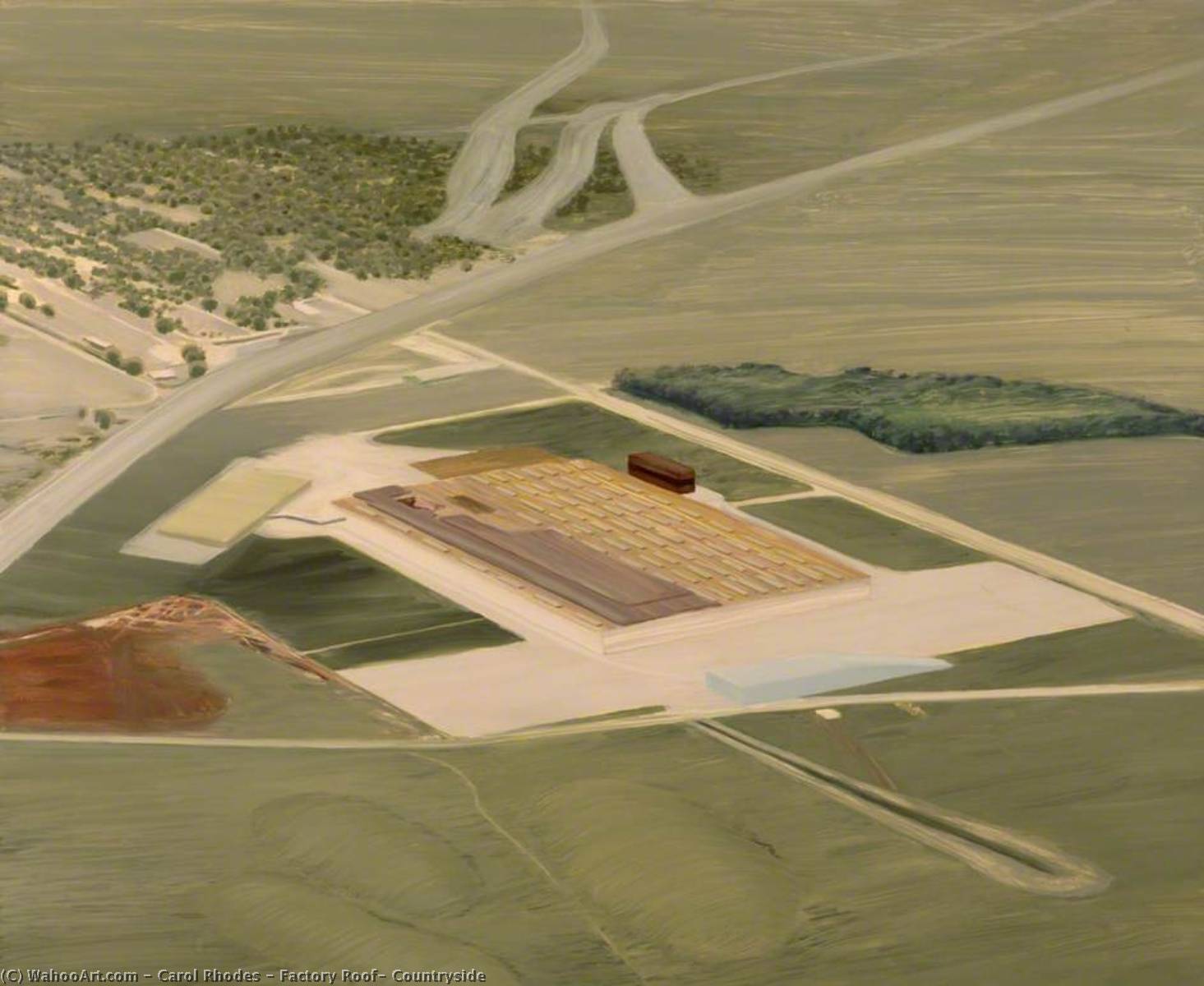 Factory Roof, Countryside, 2002 by Carol Rhodes (1959-2018) Carol ...