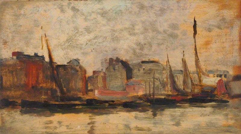Paintings Reproductions Harbour Scene by Jules Lessore (1849-1892 ...