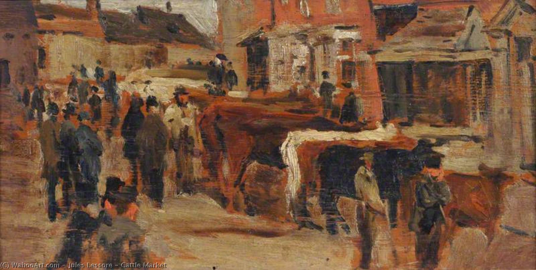 Artwork Replica Cattle Market by Jules Lessore (1849-1892) | ArtsDot.com