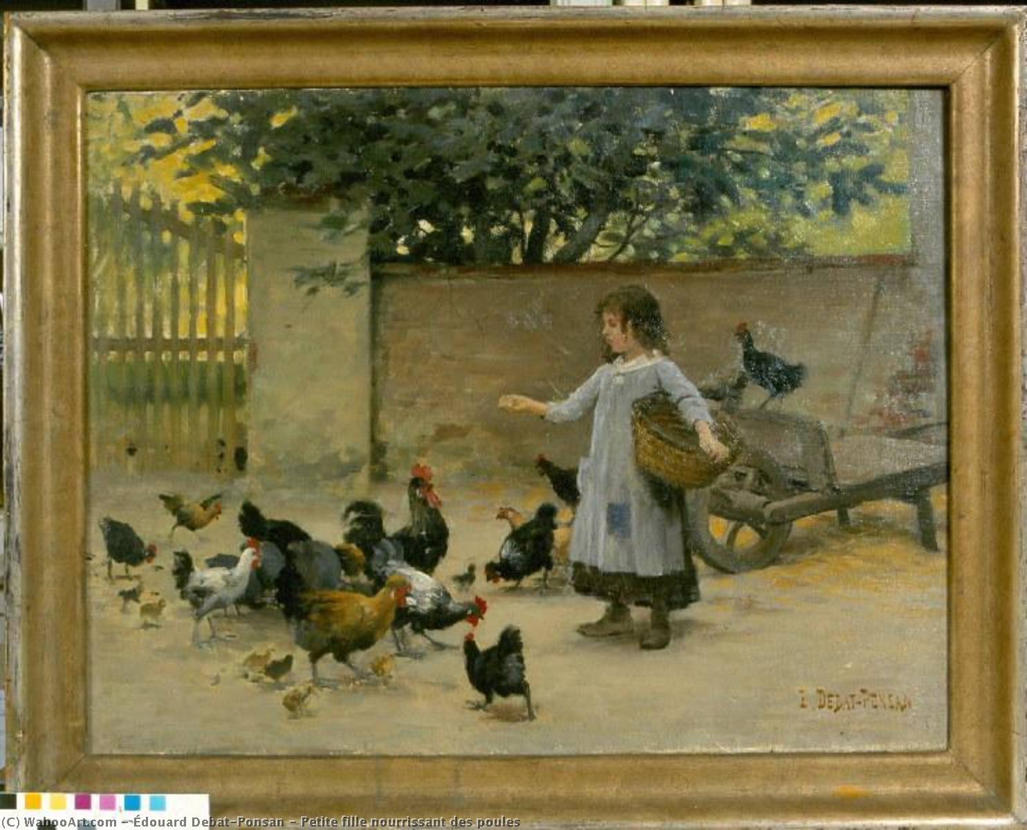 Art Reproductions Little girl feeding chickens by Edouard Debat-Ponsan ...