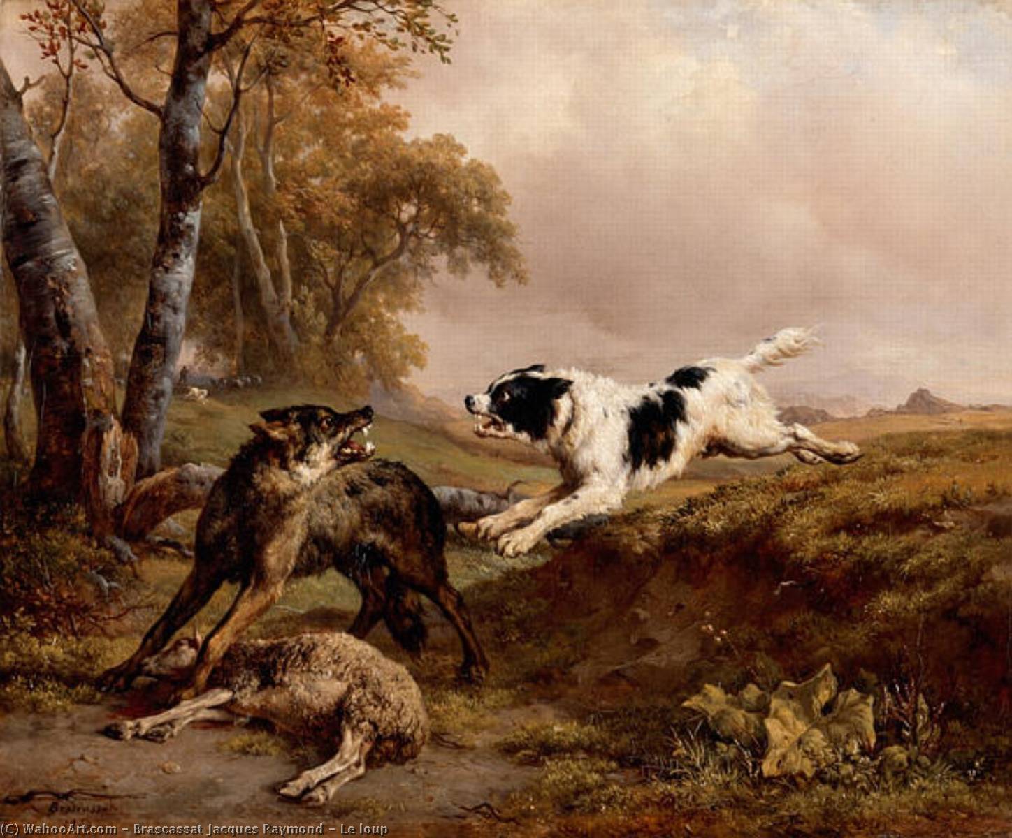 Buy Museum Art Reproductions Le loup by Jacques Raymond Brascassat ...