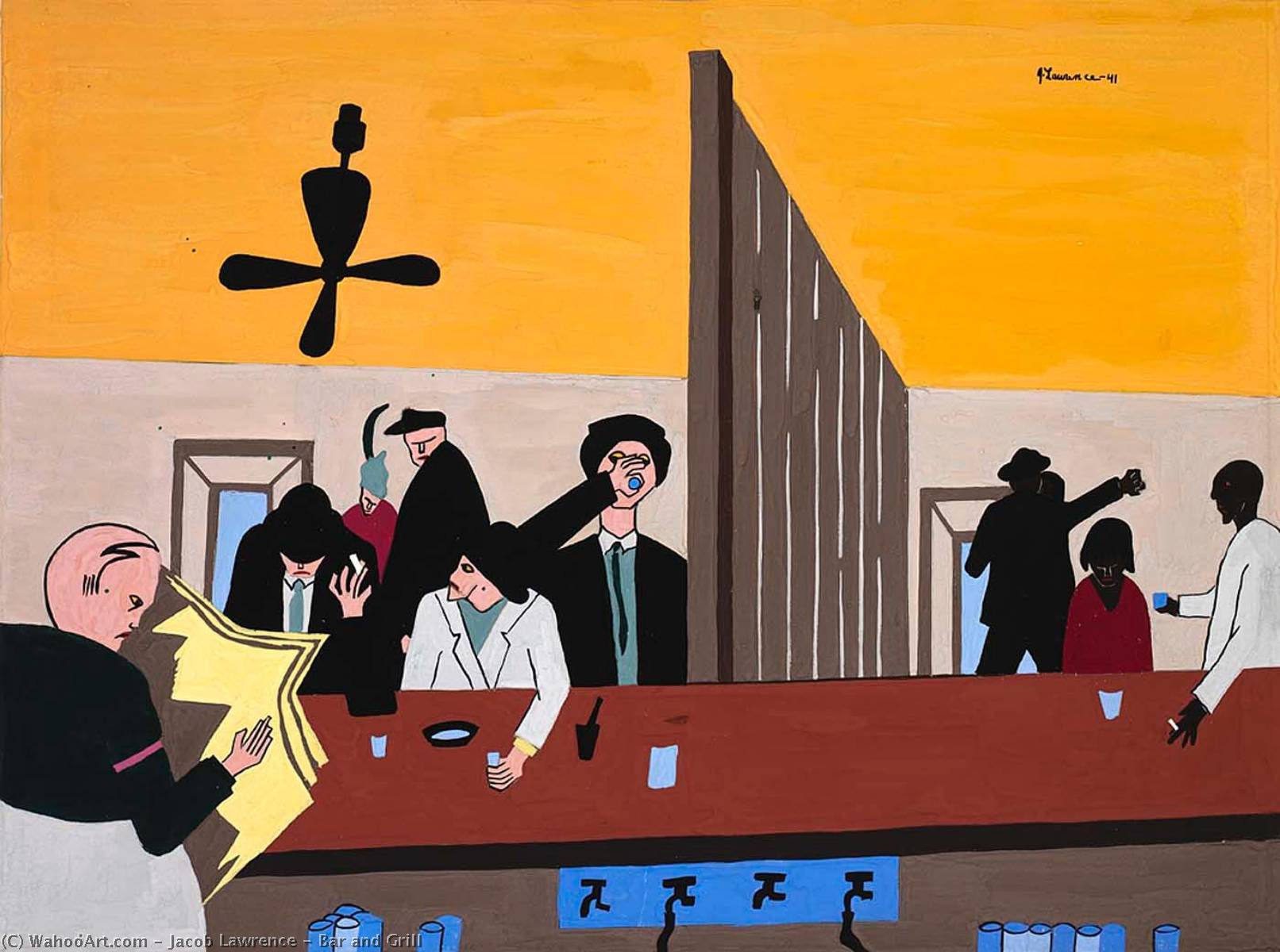 Бар и гриль, 1941 по Jacob Lawrence (1917-2000, United States) Jacob ...