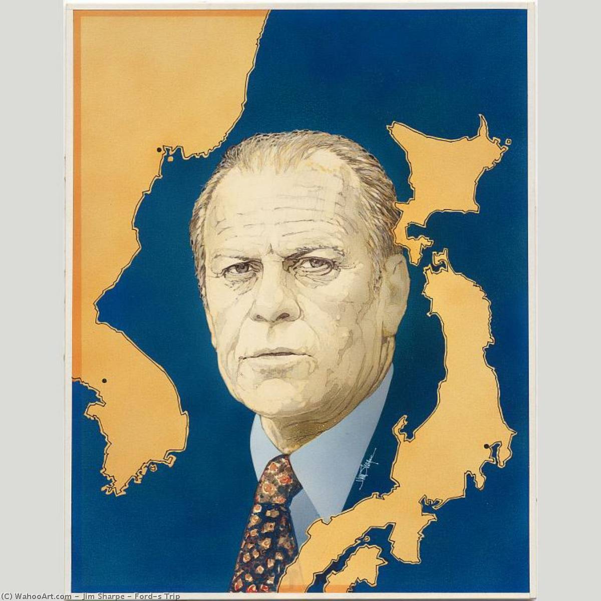 Ford`s Trip, 1974 by Jim Sharpe (1936-2005) Jim Sharpe | ArtsDot.com