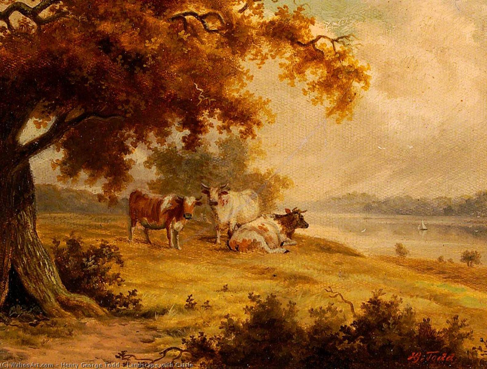 Art Reproductions Landscape with Cattle, 1898 by Henry George Todd ...