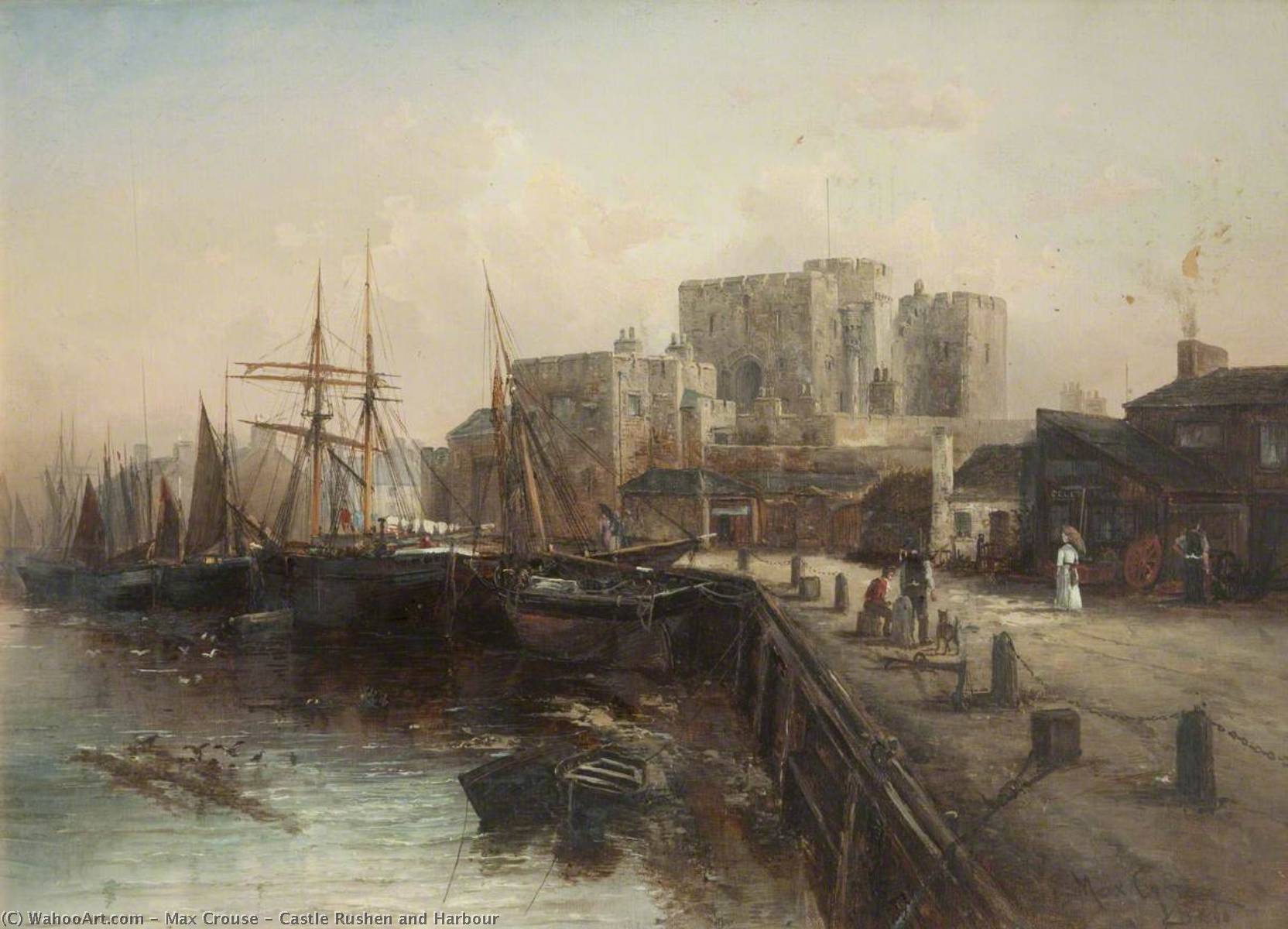 Castle Rushen and Harbour, 1890 by Max Crouse Max Crouse | ArtsDot.com