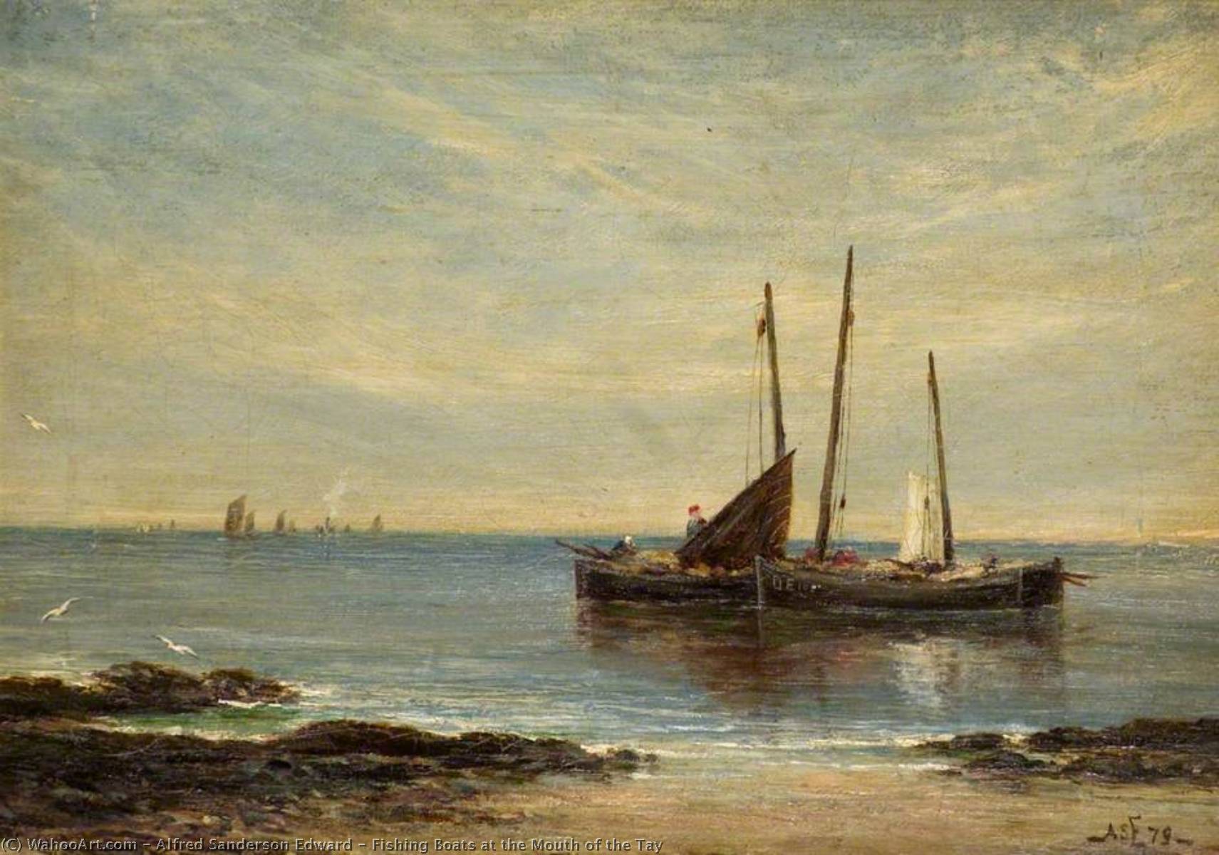 Barcos de pesca no Boca do Tay, 1879 por Alfred Sanderson Edward Alfred ...