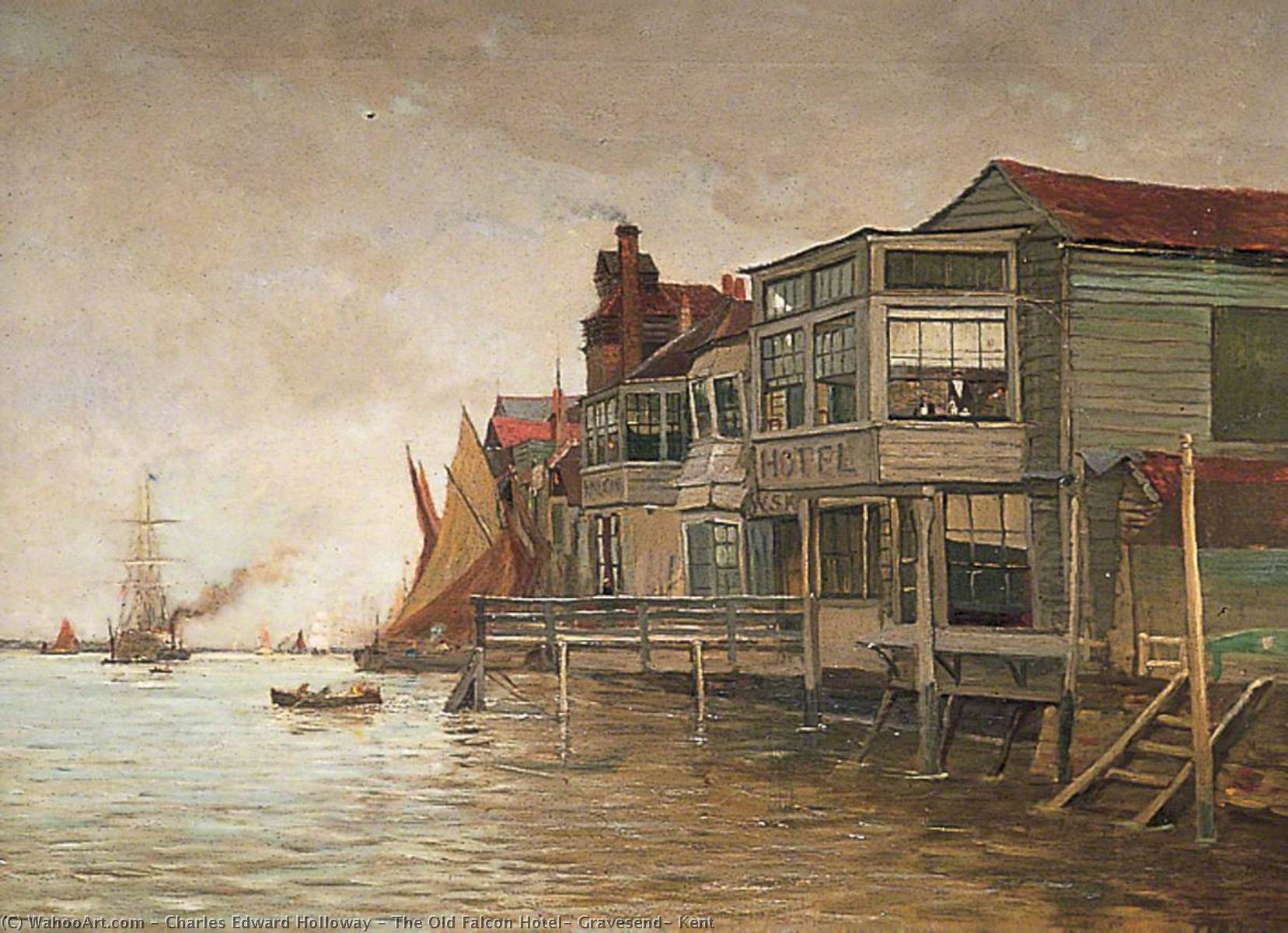 The Old Falcon Hotel, Gravesend, Kent by Charles Edward Holloway ...
