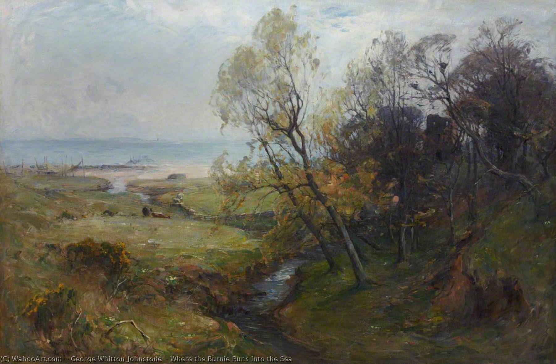 Where the Burnie Runs into the Sea, 1894 by George Whitton Johnstone ...