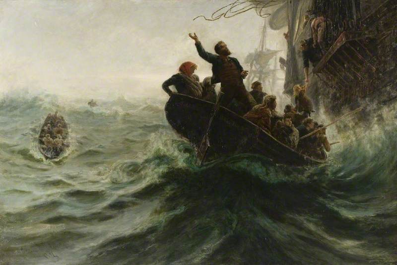 Women and Children First, 1892 by Thomas Marie Madawaska Hemy Thomas ...