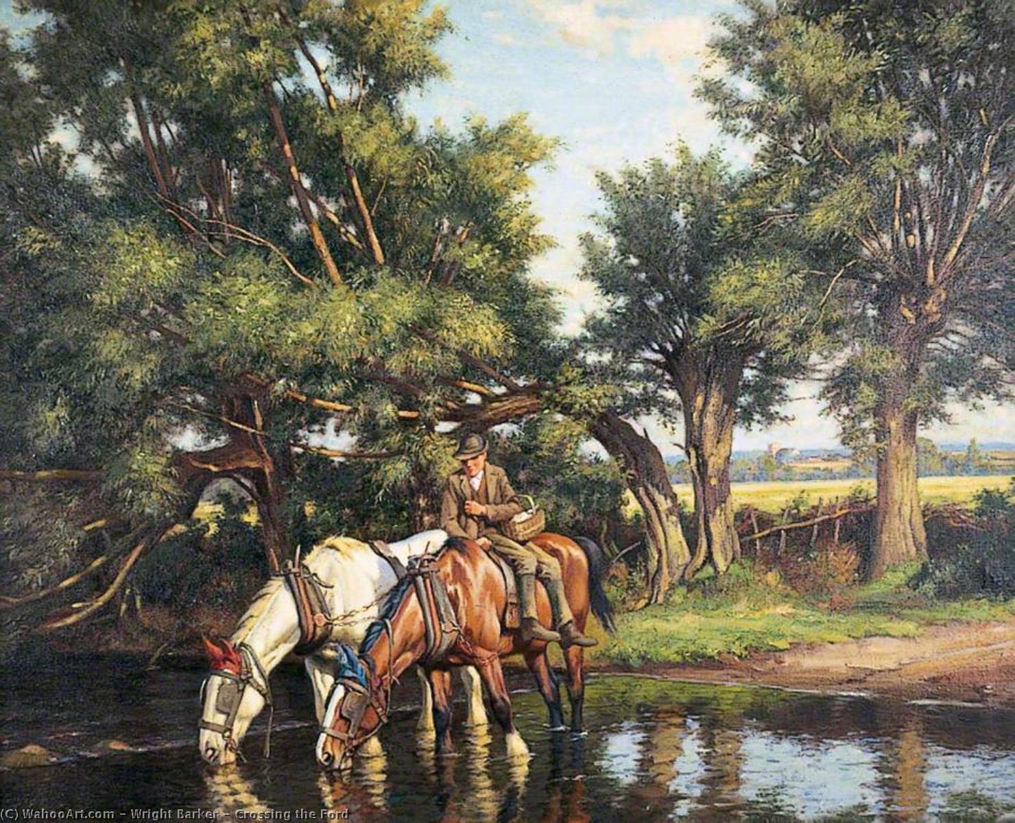 Oil Painting Replica | Crossing the Ford by Wright Barker (1864-1941 ...