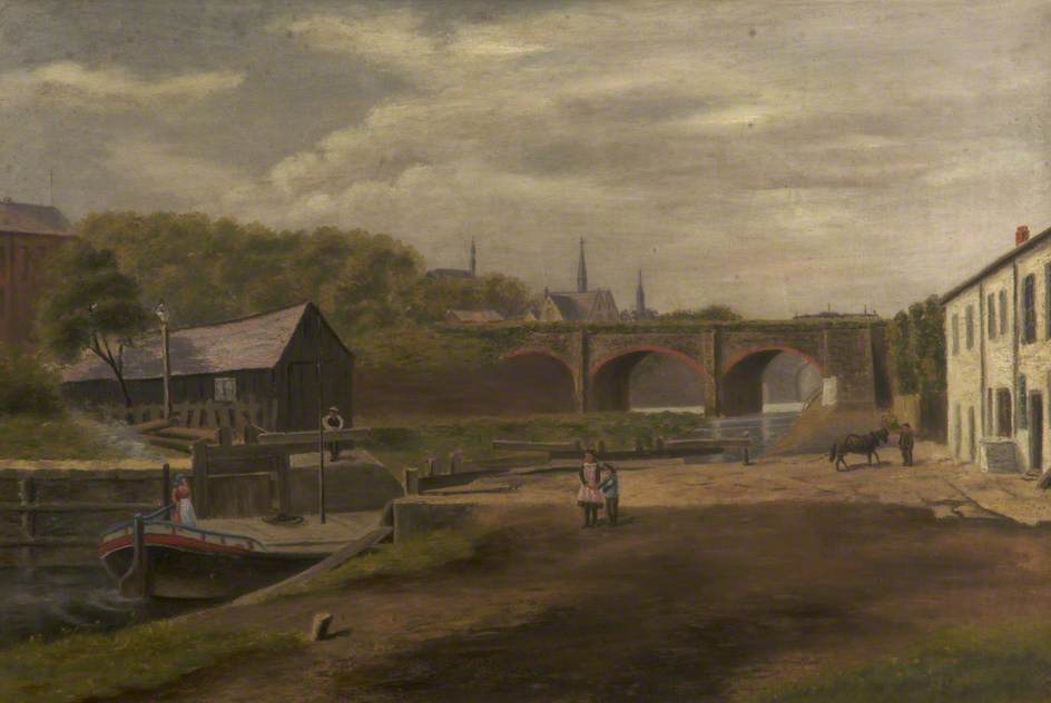 Barton Aqueduct and Lock on River Irwell, 1892 by Charles Barlow ...