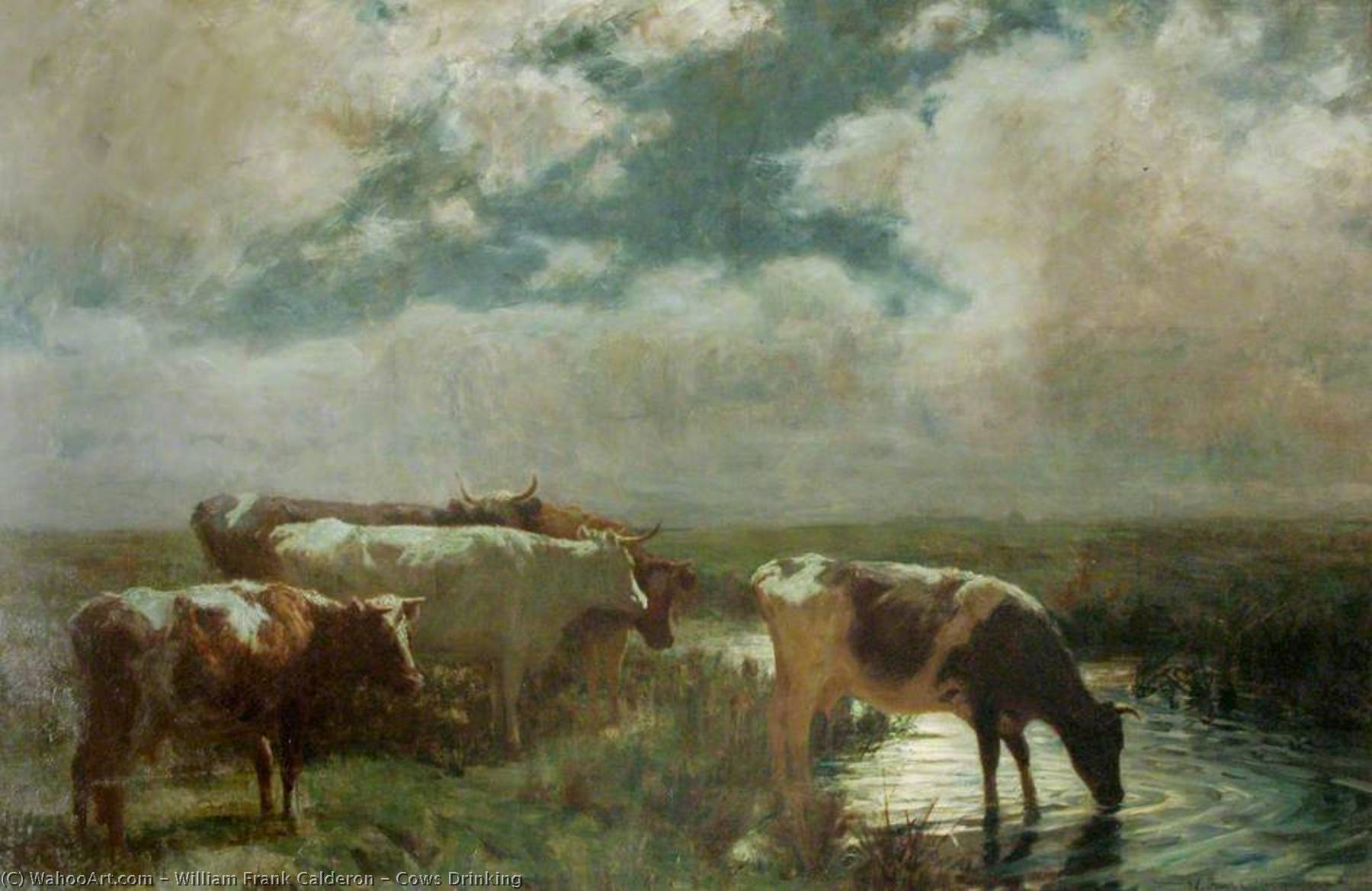 Cows Drinking, 1914 by William Frank Calderon William Frank Calderon ...