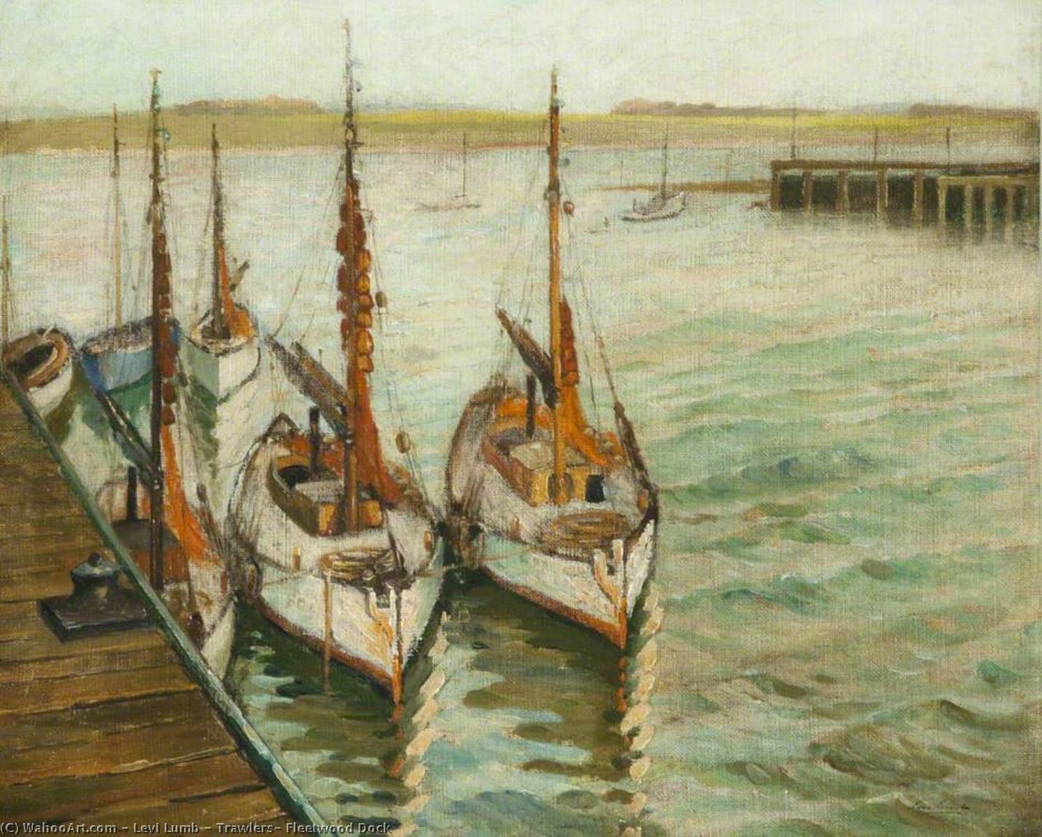 Trawlers, Fleetwood Dock, 1930 by Levi Lumb Levi Lumb | ArtsDot.com